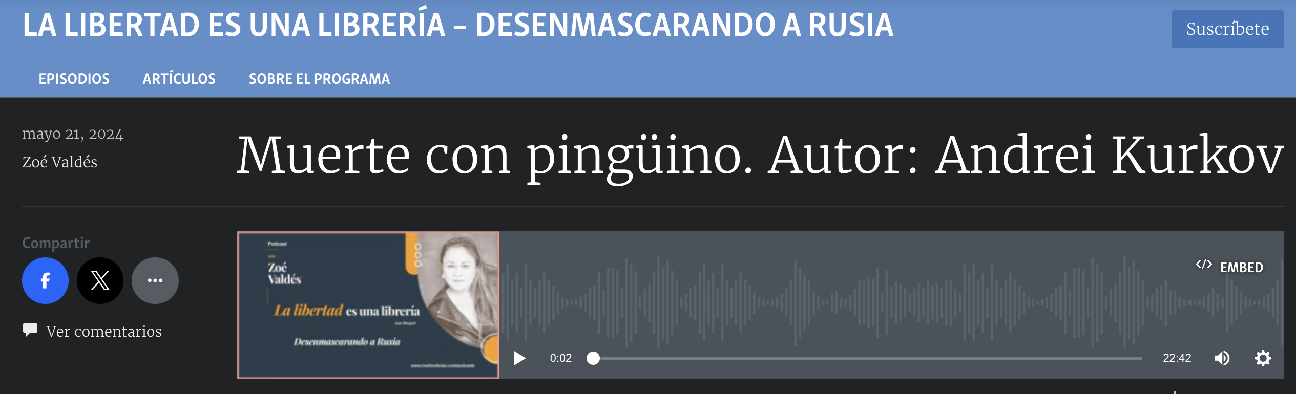 Podcast La Libertad es una Librería - Zoé Valdés. Muerte con pingüino ...
